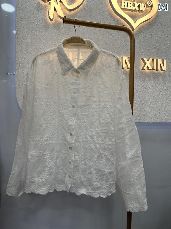 ・カテゴリ: シャツ・スタイル: 清新甜美・主な素材: 綿95%以上・ネックライン: ポロ襟・袖丈: 長袖・柄: 花柄・カラー展開: ホワイト、モカ、チャコールカーキ、チャコールグレー、チャコールグリーン・サイズ展開: フリーサイズ (40...