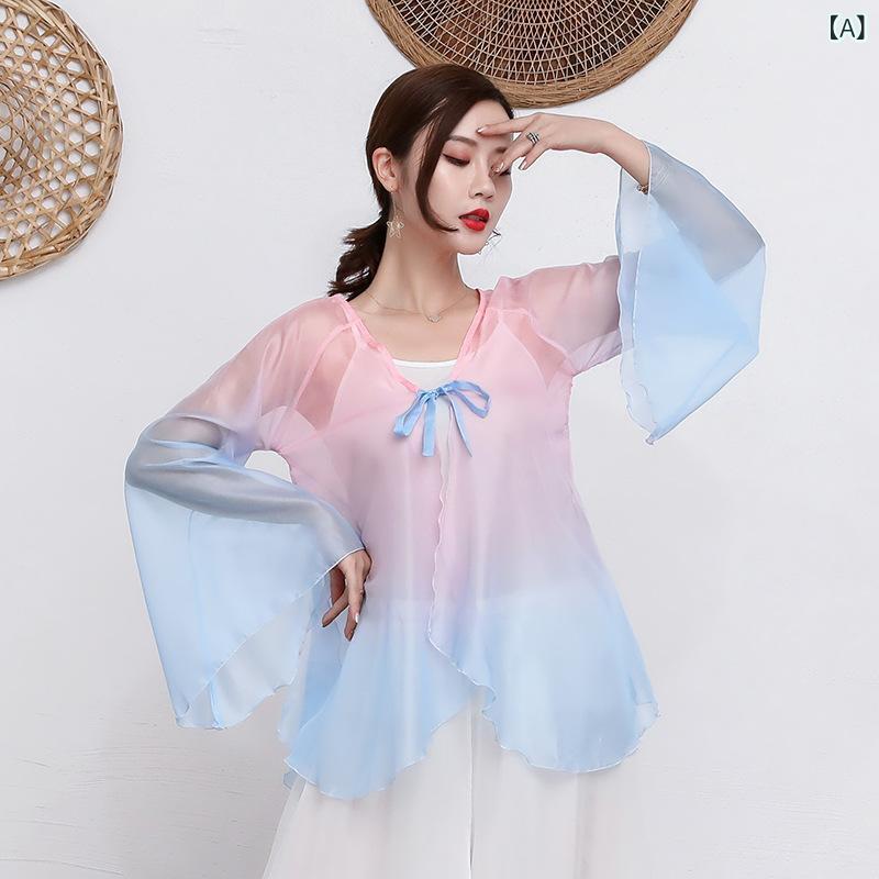 ・適用シーン: 一般的な舞台衣装・性別: 女性・生地: シフォン・主な素材: スパンデックス30%〜50%未満・カラー展開: トップス ピンクグラデーション淡青、トップス レッドグラデーション、トップス ブルーグラデーション、モダールキャミ...