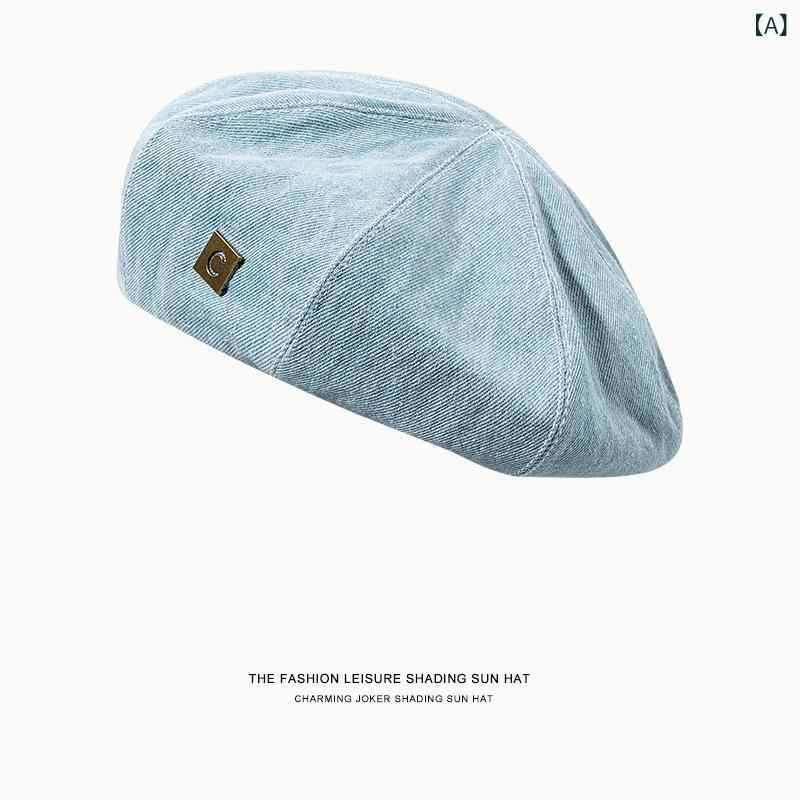 ・カテゴリ: ベレー帽・主な素材: デニムコットン・スタイル: カートゥーン、ナチュラル、かわいい、スイート、スクール、田園風、小清新、仙女風・柄: 月、波、水流、星・カラー展開: ライトデニム、ミドルブルー、ダークブルー、ベージュ・帽子の...