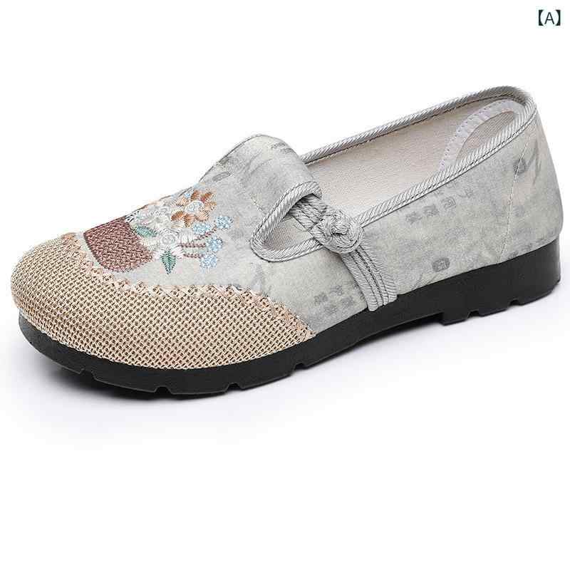 ・カテゴリ: 手編みシューズ、布靴、民族風シューズ・スタイル: 民族風・機能: 通気性、軽量、滑り止め・性別: レディース・柄: 民族風・アッパー素材: リネン・靴底素材: ポリウレタン・履き方: スリッポン・要素: 花柄・ヒールの形状: ...