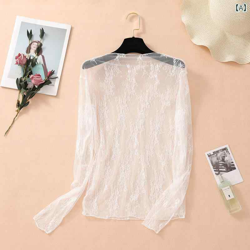 ・カテゴリ: レースブラウス・スタイル: オフィス、通勤、エレガント・主な素材: ポリエステル71-80%、レース・柄: 無地・シルエット: スリムフィット・着丈: 普通丈 (50cm～65cm)・ネックライン: ハイネック・袖タイプ: レ...