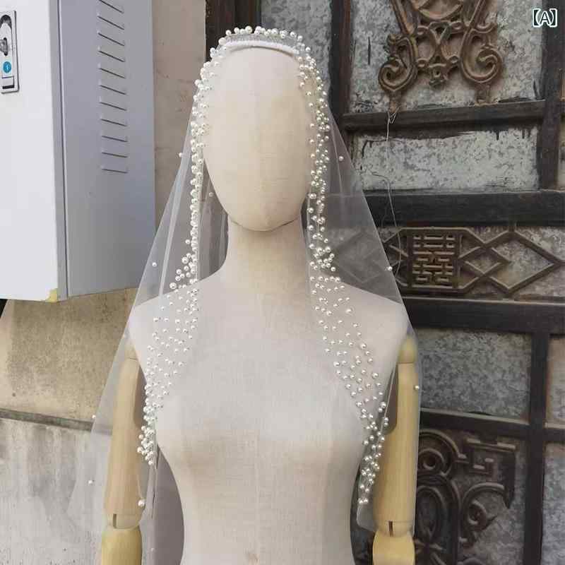 ・カテゴリ: ヘッドドレス・素材: 引っかかりにくいクリアソフトガーゼ・スタイル: ファッションOL・対象: 女性・形状: U字形・タイプ: 肘丈・デザイン: ビーズ、ヘアコーム・カラー: ホワイト・長さ: 95cm・適用場面: 結婚式、誕...