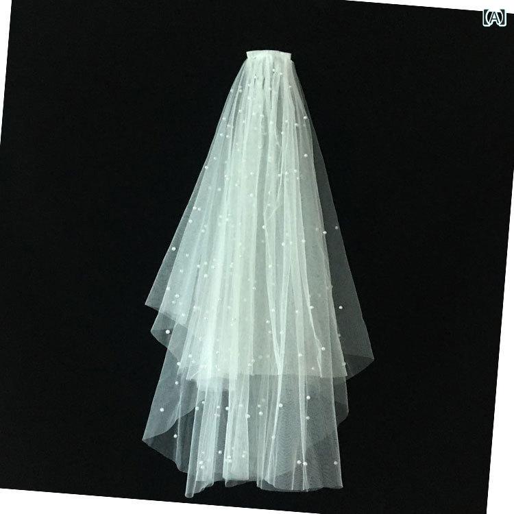 ・カテゴリ: ヘッドドレス・スタイル: ナチュラル・素材: 硬紗・種類: ダブルレイヤー・装飾: ビーズ・対象: 女性・カラー: ホワイト・適用シーン: 結婚式、誕生日、旅行記念