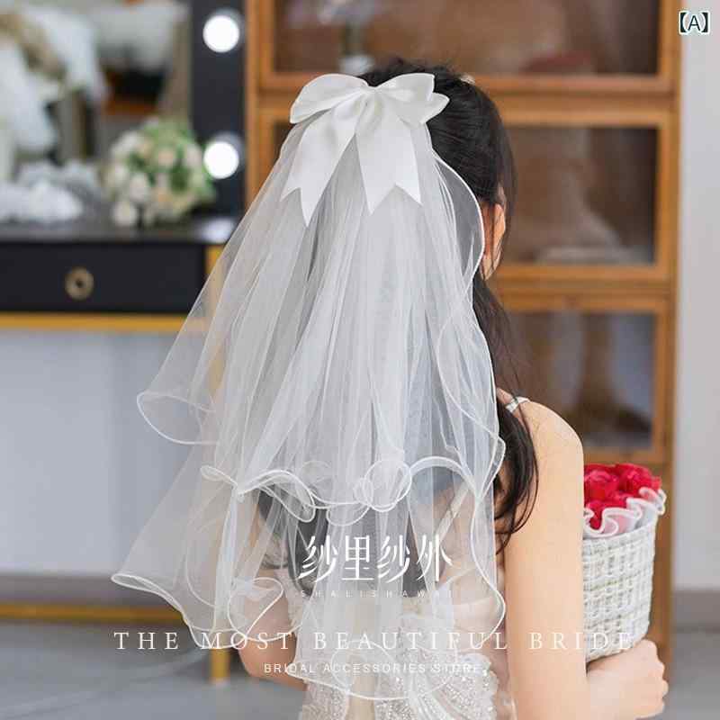 ・カテゴリ: ヘッドドレス・対象: レディース・スタイル: シンプル・素材: チュール・種類: 二層式・デザイン: リボン・カラー展開: ホワイト・長さ: 60cm以下