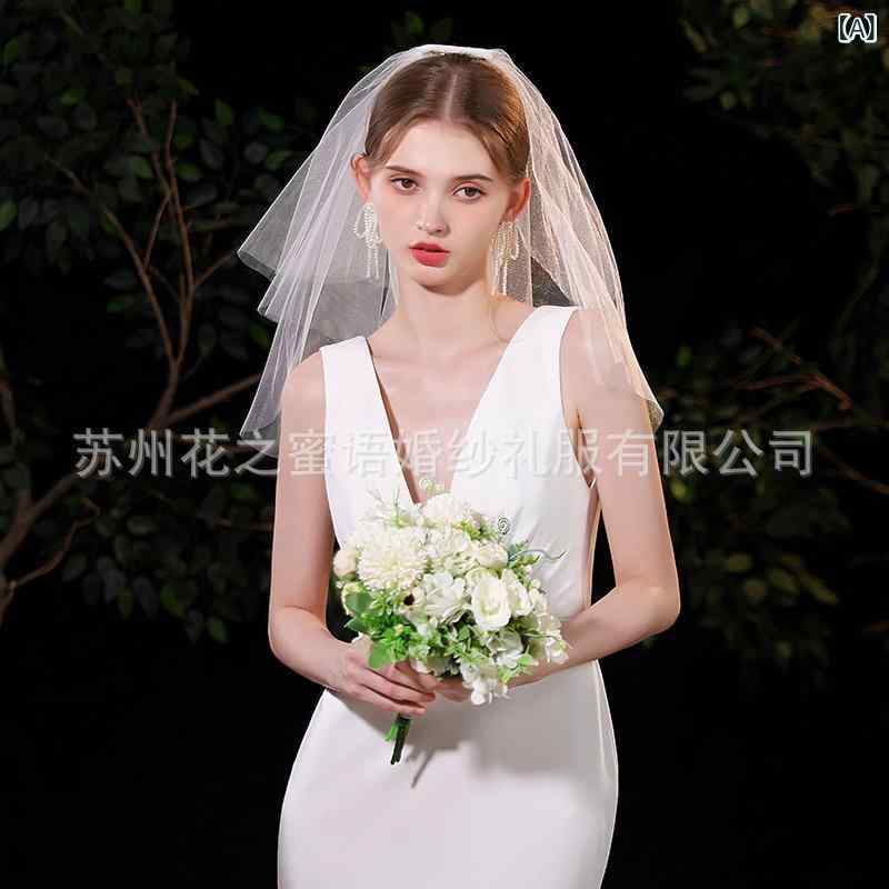 ・カテゴリ: ヘッドドレス・スタイル: シンプル・主な素材: チュール・対象: 女性・形状: ウェーブ・種類: 二層式・デザイン要素: ブライダル、シンプル、フレンチスタイル・用途: 結婚式、誕生日、旅行記念