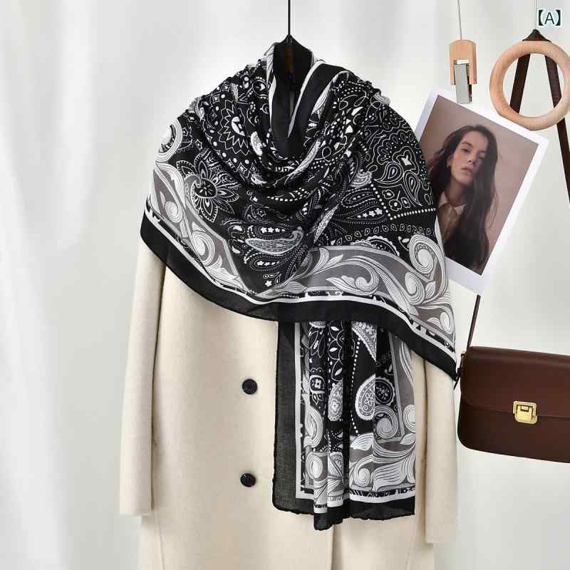 ・性別: 女性・素材: ポリエステル・カラー: ブラック・スタイル: オフィスカジュアル・サイズ: 約185cm x 78cm・編み方: 経編み・柄: 花柄・機能: 装飾・加工方法: プリント・デザイン: ロングタイプ