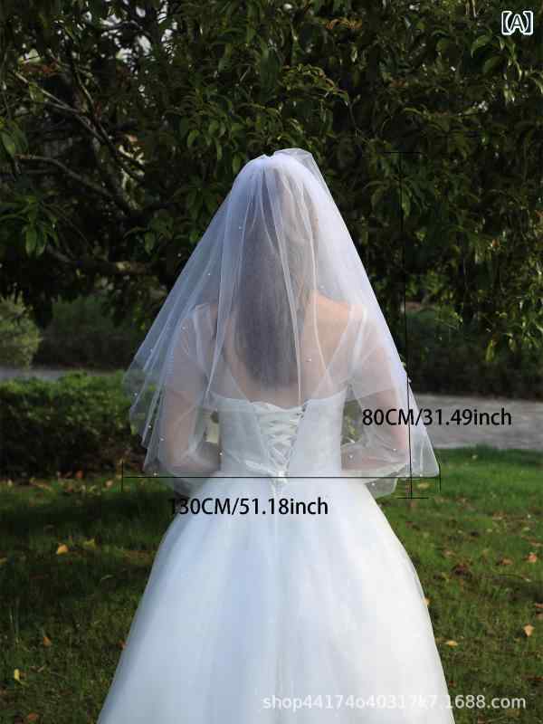 ・カテゴリ: ヘッドドレス・スタイル: レディース・主な素材: ポリエステル・種類: 二層式・形状: ベール・装飾: パール・長さ: 60-80cm・カラー展開: ホワイト