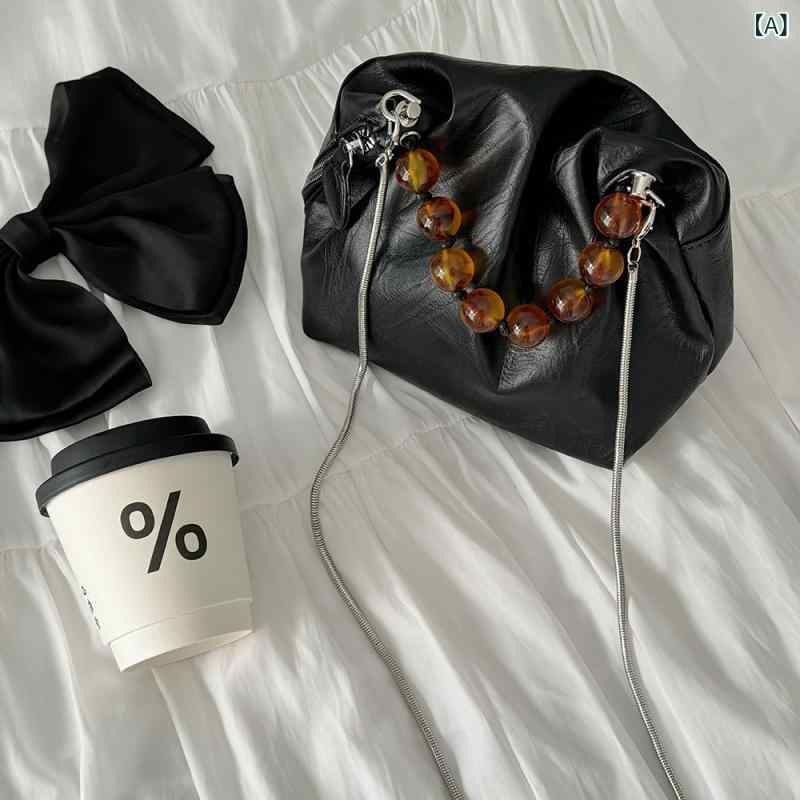 ・カラー: ブラック・スタイル: 中国風・素材: PU・バッグの種類: クラウドバッグ・サイズ: 小・デザイン要素: ギャザー、カラーブロック、チェーン・裏地素材: ポリエステル・バッグの形状: シェル型・開閉方法: ファスナー・硬さ: ソ...