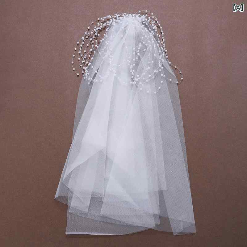 ・カテゴリ: ヘッドドレス・スタイル: 日韓風・性別: レディース・主な素材: 紗・用途: 結婚式・カラー: ホワイト・長さ: 60cm以下