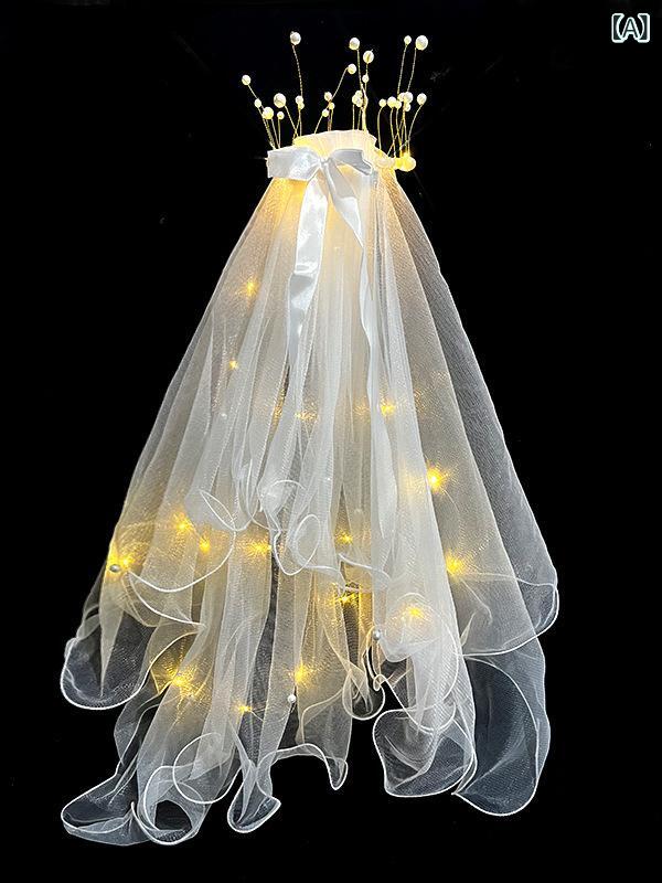 ・カテゴリ: ヘッドドレス・素材: パール・スタイル: ファッションOL・性別: 女性用・形状: 冠・種類: 二重構造・カラー展開: 暖色光, カラフル光, ホワイト, 混合色