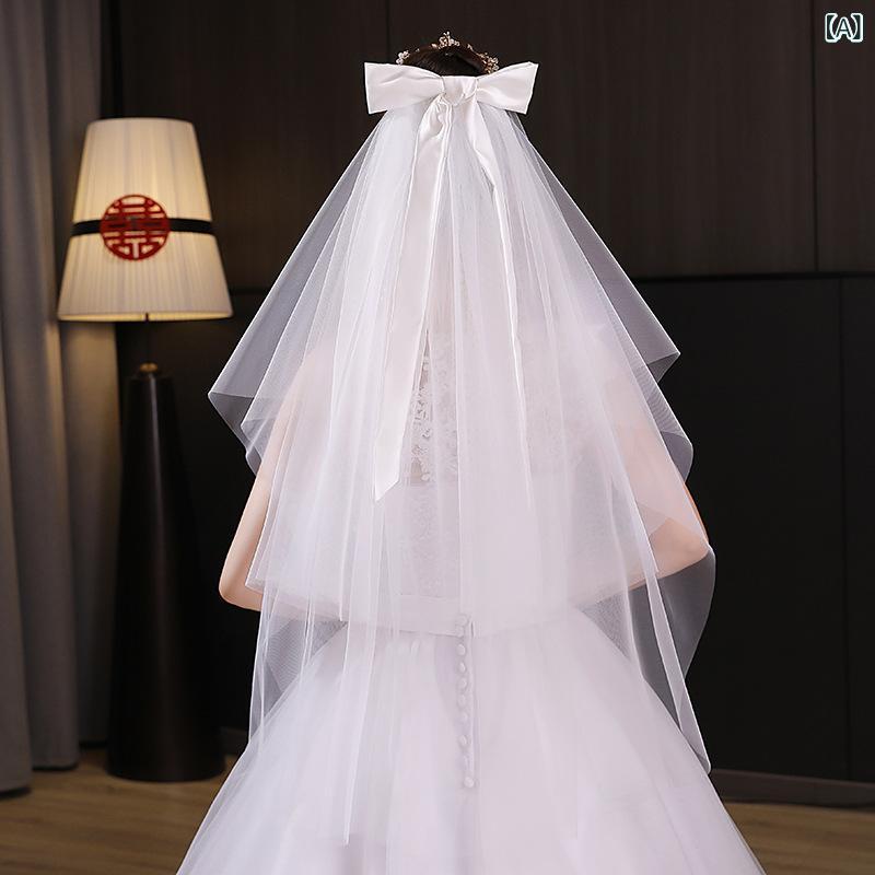 ・カテゴリ: ヘッドドレス・スタイル: 欧米風・素材: チュール・タイプ: レディース・デザイン: リボン・種類: 二層式・カラー: ホワイト・長さ: ウエスト丈