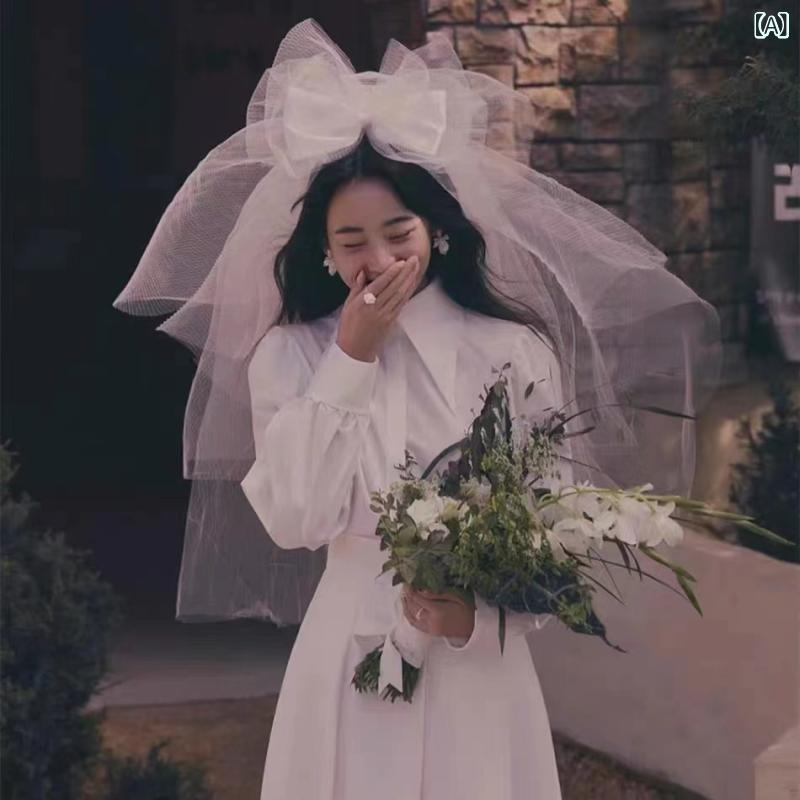 ・カテゴリ: ヘアアクセサリー・スタイル: レトロ・素材: 布・タイプ: レディース・: 蝶結び・種類: 二重・カラー展開: ホワイト・適用シーン: 結婚式、誕生日、旅行記念、お祭り