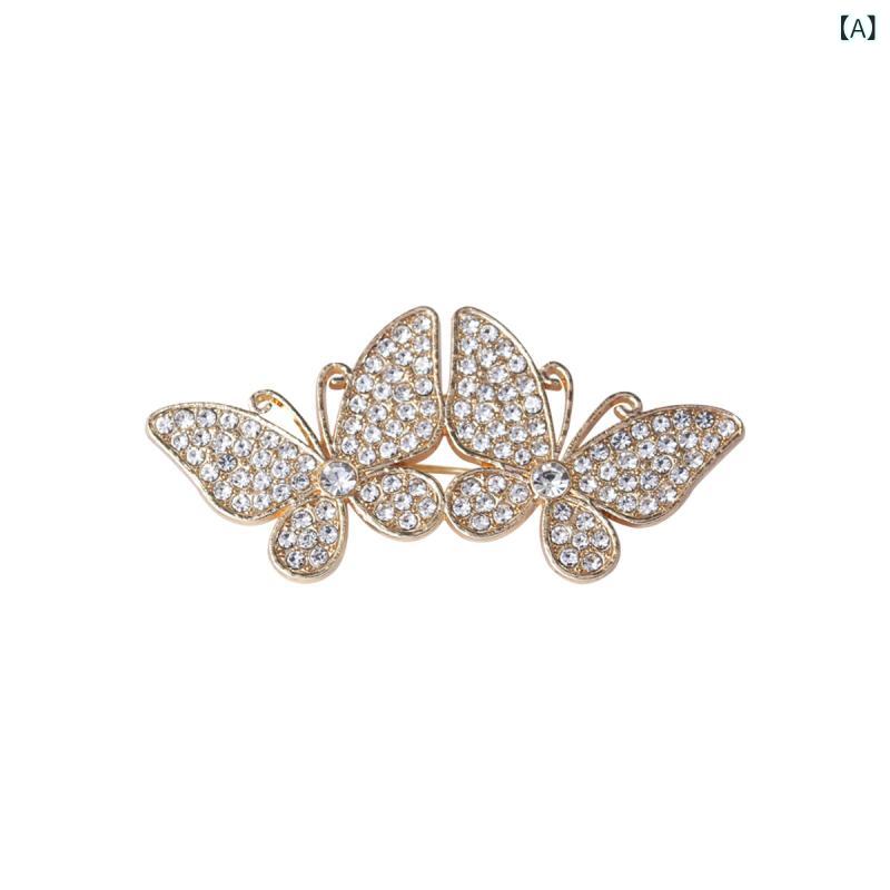 ・素材: 合金・デザイン: 花・加工方法: 電気メッキ・カラー: ゴールド（ダブルバタフライ）・機能: 記念、装飾、多機能、調節、両用、贈り物、透け防止、固定・スタイル: ファッションOL、ファッション通勤・対象: 女性・種類: ブローチ