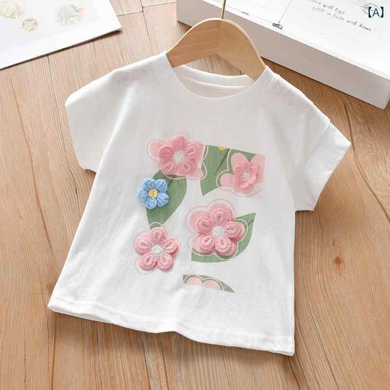 ・カテゴリ: 子供用Tシャツ・スタイル: 韓国風・性別: 女の子・フード: なし・袖丈: 半袖・対象年齢: 1〜3歳（身長80〜100cm）、3〜8歳（身長100〜140cm）・柄: 花柄・主な素材: 綿・素材の含有量: 95%・ネックライ...
