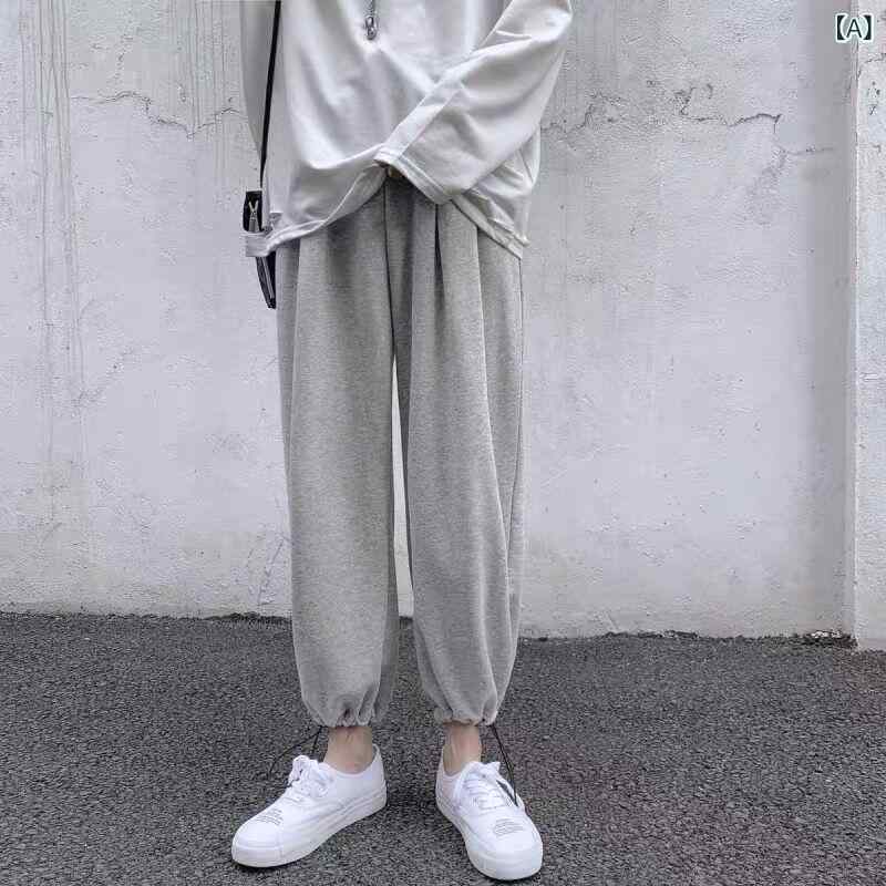 ・カテゴリ: スポーツカジュアルパンツ・スタイル: シンプル・タイプ: ベーシック・パンツシルエット: ルーズフィット・パンツ丈: クロップド丈・ウエスト: ミドル・開閉: ドローストリング・厚さ: 薄手・柄: 無地・対象シーズン: オール...