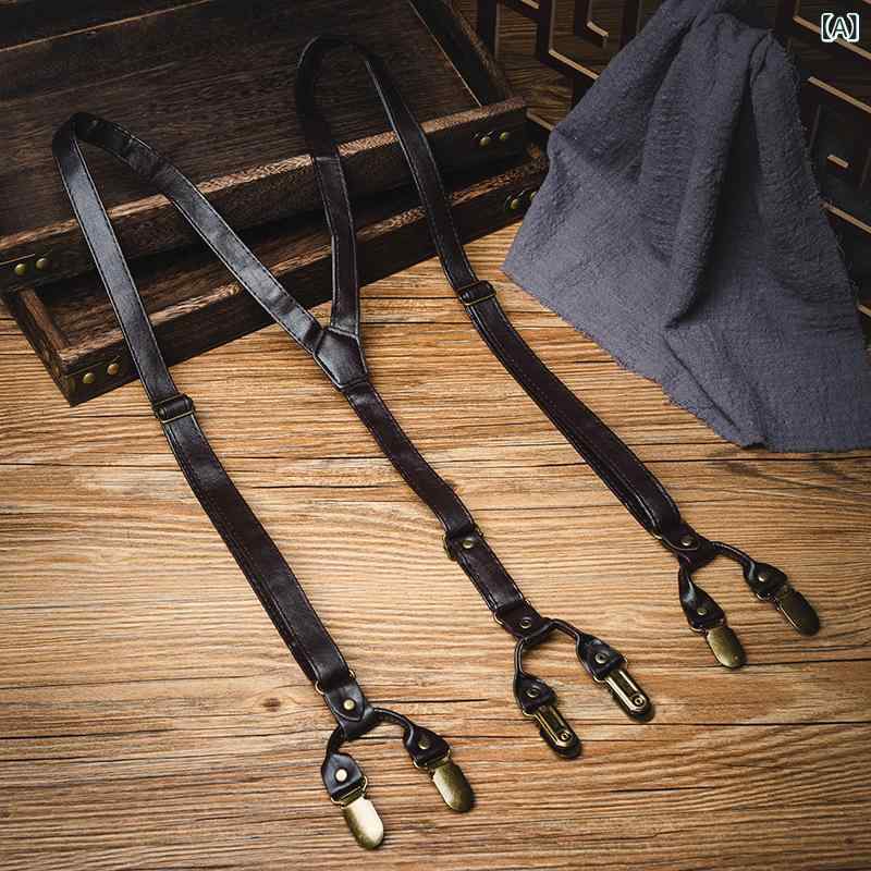 ・素材: レザー・幅: 2cm・クリップ数: 4個・長さ調節: 可能・対象年齢: 成人・対象性別: 男女兼用・カラー: コーヒーブラウン