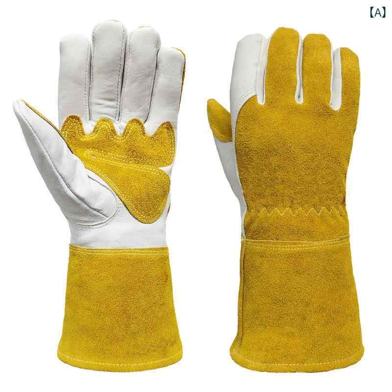 ・カテゴリ: 溶接手袋・主な素材: 羊革、牛革・重さ: 約320g・使用用途: 溶接作業、ガーデニング・カラー展開: ホワイト/ゴールド、ホワイト/ブラック・サイズ展開: M、L、XL