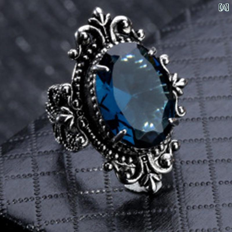 ・カテゴリ: 指輪・素材: 合金・形状: 幾何学・加工: 電鍍・対象: ユニセックス・カラー: シーブルー・サイズ: 6号、7号、8号、9号、10号・スタイル: レトロ・スタイル分類: アートレトロ・人気要素: 植物、花