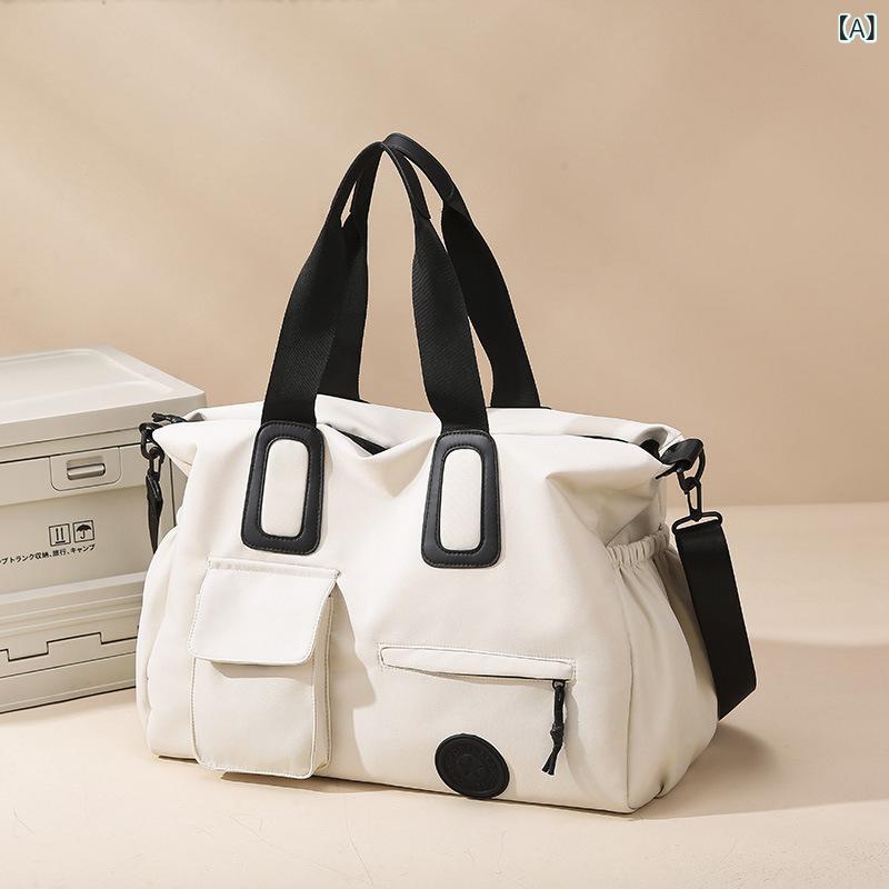 ・容量: 36-55リットル・主な素材: オックスフォード生地・対象性別: ユニセックス・裏地素材: オックスフォード生地・柄: 無地・スタイル: ジェンダーレス・デザイン要素: ステッチ・カラー展開: オフホワイト、ブラック、コーヒー