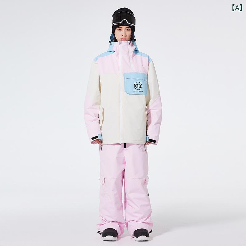 ・機能: 通気性、防水、保温、耐摩耗性、防風・性別: ユニセックス・適用シーン: ウィンタースポーツ・カラー展開: ピンク×オフホワイト&amp;amp;ライトピンク、アーミーグリーン×ホワイト&amp;amp;ブラック、カーキ×ブラック&...