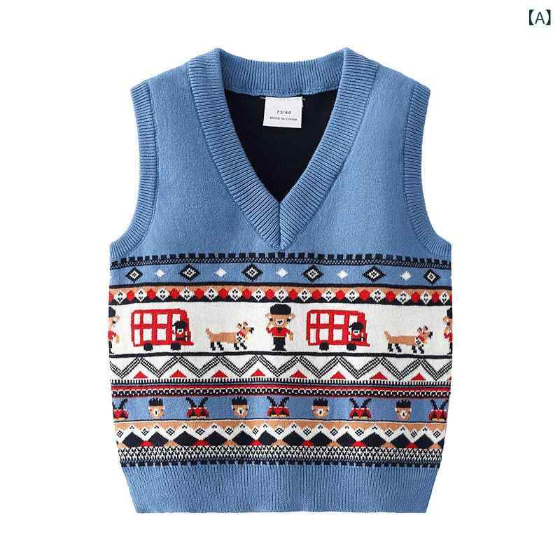 ・カテゴリ: キッズベスト・スタイル: ブリティッシュ・主な素材: 綿100%・性別: ユニセックス・対象年齢: 1〜3歳児向け・着用タイプ: プルオーバー・厚さ: 普通・柄: 小熊兵・サイズ展開: 66cm、73cm、80cm、90cm、...