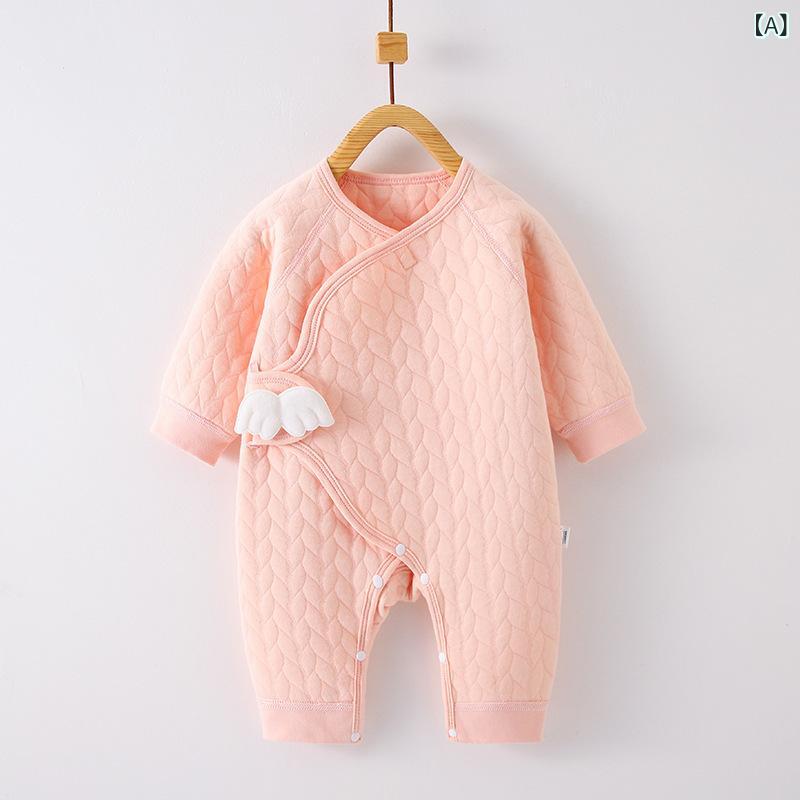 ・安全等級: A類・主な素材: 綿100%・対象年齢: 新生児（0〜1歳、身長80cm以下）・性別: 男女兼用・袖丈: 長袖・厚さ: 厚手・留め具: 斜め襟ひも・スタイル: カジュアル・カテゴリ: ロンパース・タイプ: 蝶々ロンパース・カラ...