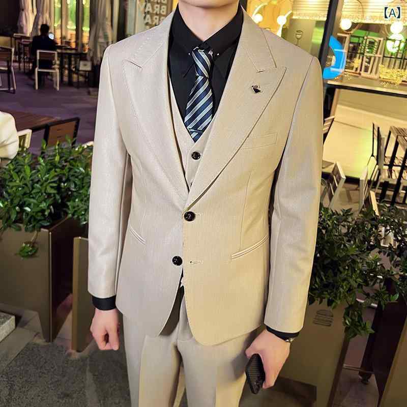 ・カテゴリ: ジャケット・スタイル: ライトビジネス・フィット: スリム・厚さ: レギュラー・主な素材: アセテート繊維77%、綿混・襟型: ピークドラペル・前立て: シングルブレスト2つボタン・ベンツ: サイドベンツ・デザインディテール:...
