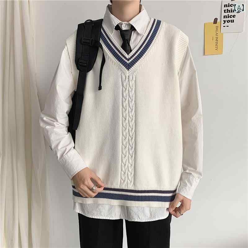 ・スタイル: 韓国風・タイプ: プルオーバー・ネックライン: Vネック・袖丈: ノースリーブ・シルエット: ルーズフィット・厚さ: 普通・柄: パッチワーク・主な素材: 羊毛56～60%・用途: カジュアル・対象: ティーン、大人・加工: ...