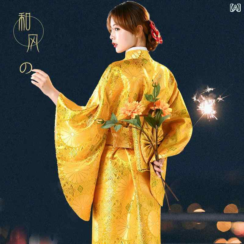 ・生地: 金糸織錦緞・主な素材: ポリエステル・カラー展開: 黄色、橙赤色、枯茶色・サイズ: フリーサイズ・テーマ: 和風アニメ・スタイル: エレガント