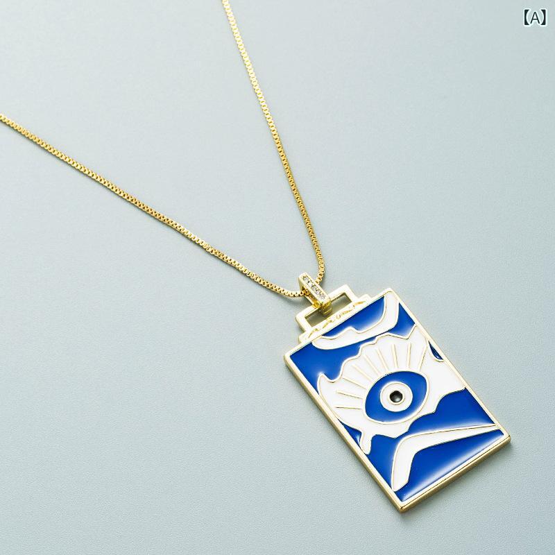 ・素材: 銅、真金メッキ・加工: ジルコニア装飾・チェーンの種類: スネークチェーン・ペンダント素材: 混合宝石・周長: 21cm～50cm・カラー展開: ブルー、ブラック・カテゴリ: ネックレス