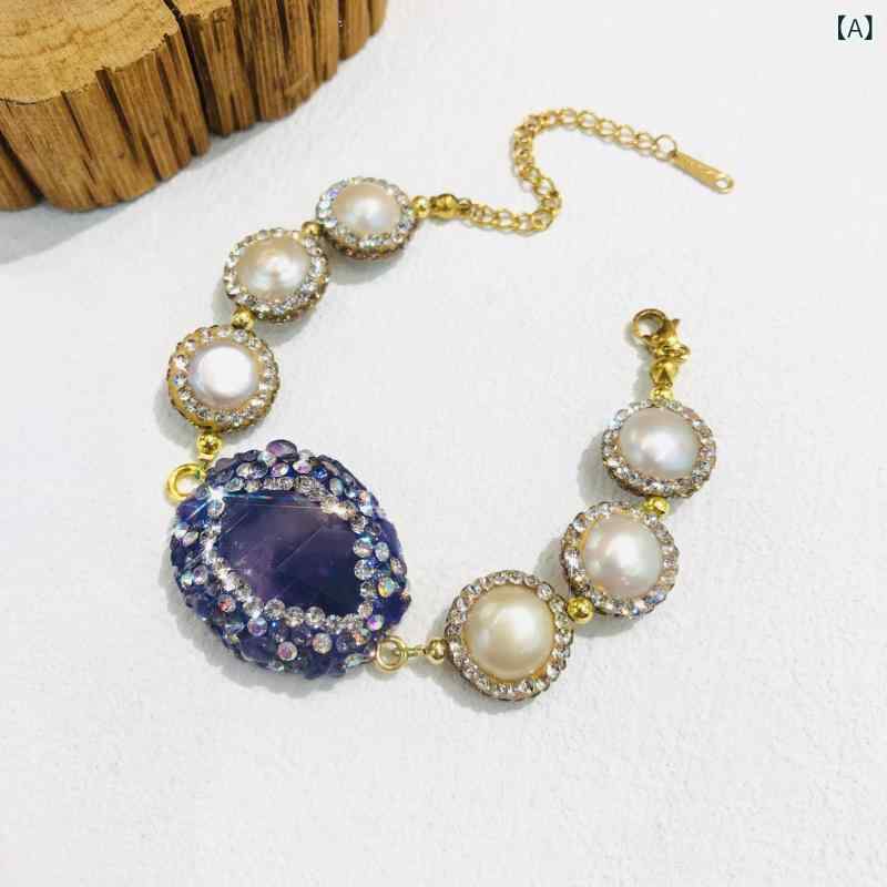 ・カテゴリ: ブレスレット・主な素材: パール・加工方法: 手作業・対象: 女性・形状: 幾何学模様・用途: 旅行記念・カラー展開: 饅頭形パール、異形小パール、アメジスト、レッドストーン、グリーンストーン、陶器ビーズ・人気要素: パール・...