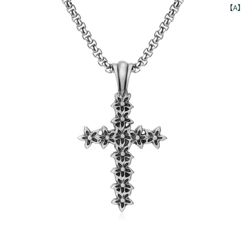 ・主要素材: ステンレス・加工: 研磨・形状: 幾何学・チェーンスタイル: ボックスチェーン・トップ素材: 純錫・周囲: 61～70cm・カラー: シルバー・柄: 十字架・スタイル: 個性・カテゴリ: ネックレス・対象: メンズ