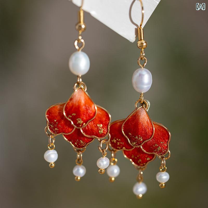 ・素材: 混合素材・デザイン: 花・加工: 手作業・スタイル: レトロ・カテゴリ: 耳飾り・対象: 女性・流行要素: 牡丹