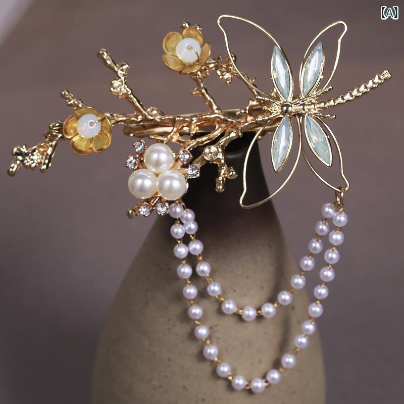 ・カテゴリ: ヘッドアクセサリー・スタイル: 森ガール系、清新、甘め・対象: 女性・素材: 合金・加工方法: 手作業・ヘアクリップ種類: ダックビルクリップ・モチーフ: トンボ・カラー: ゴールド