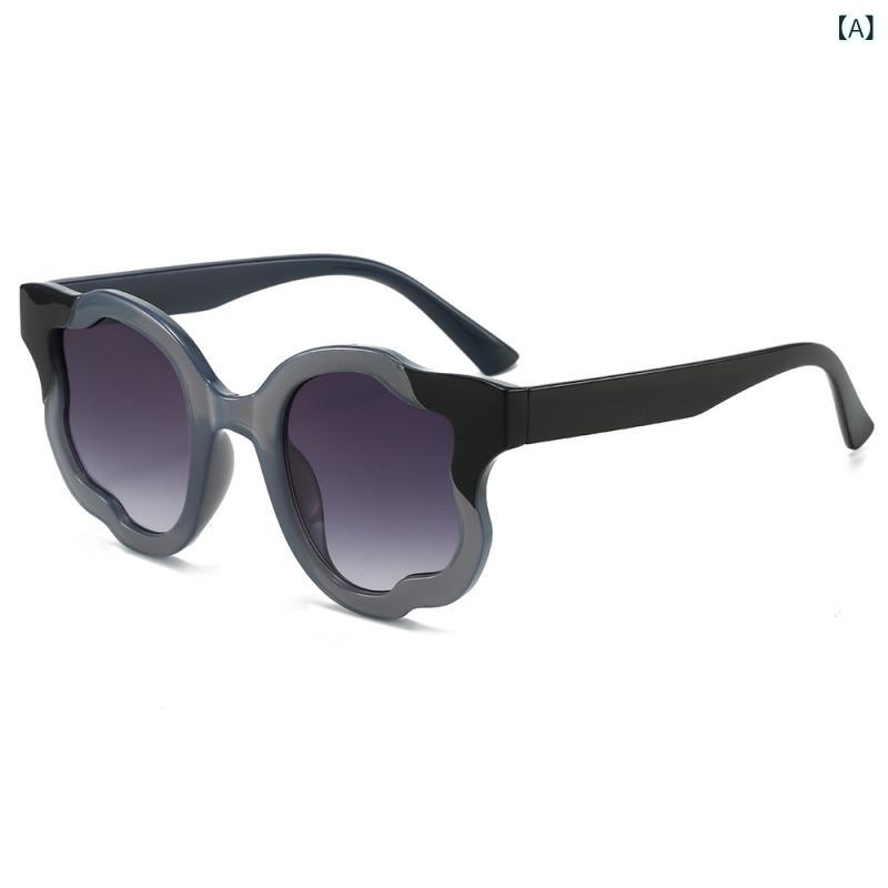 ・透過率分類: クラス1 (薄色サングラス)・構造: フルリム・UVカット: UV400・用途: 旅行、サイクリング、運転、ステージ演出、パーティー・デザイン要素: オーバル、幾何学・カラー展開: ブラックフレーム(グレーレンズ)、レッドフ...