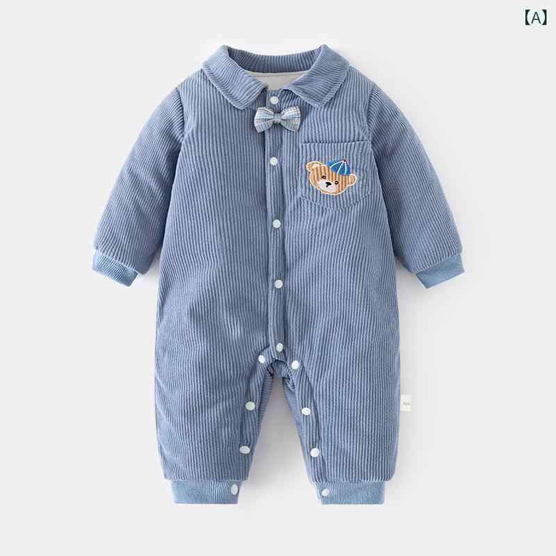 ・カテゴリ: ロンパース・タイプ: 長丈ロンパース・主な素材: ポリエステル100%・厚さ: 厚手・袖丈: 長袖・開閉: シングルボタン・スタイル: 個性的・性別: 男女兼用・対象年齢: 1〜3歳 (80〜100cm)・カラー展開: ブルー...