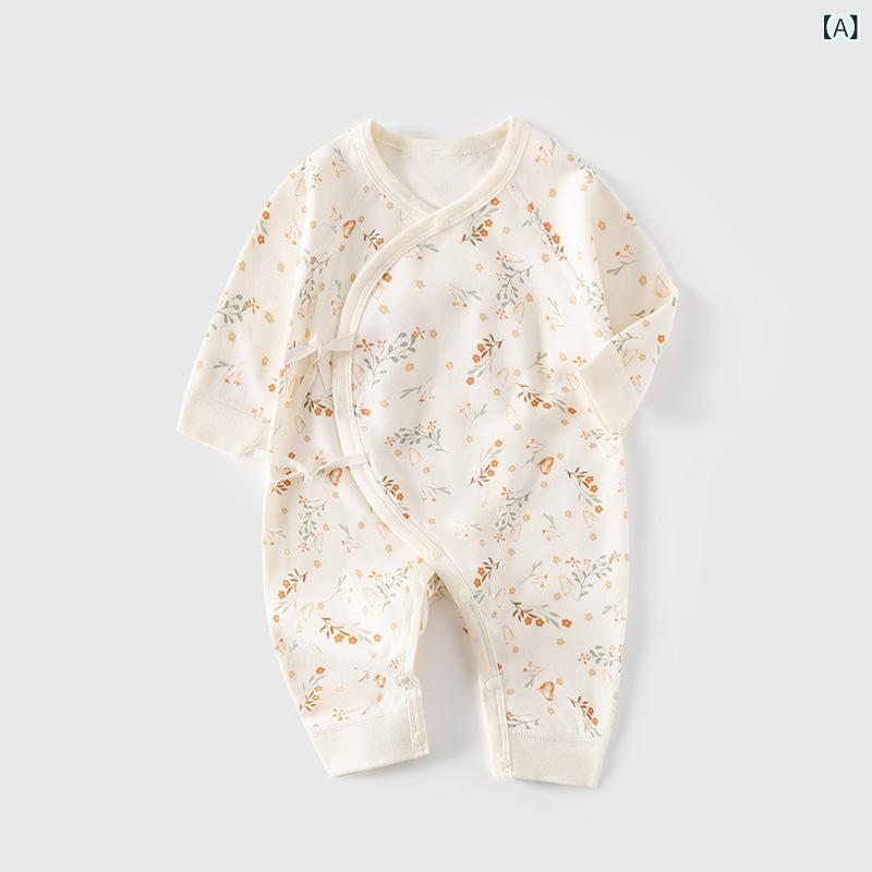 ・カテゴリ: ロンパース・スタイル: カジュアル・デザイン: 前開きロンパース・主な素材: 綿100%・厚さ: 普通・袖丈: 長袖・開閉様式: 斜め合わせ紐タイプ・適合シーズン: 春、秋、冬・性別: 男女兼用・対象年齢: 新生児（0〜1歳、...