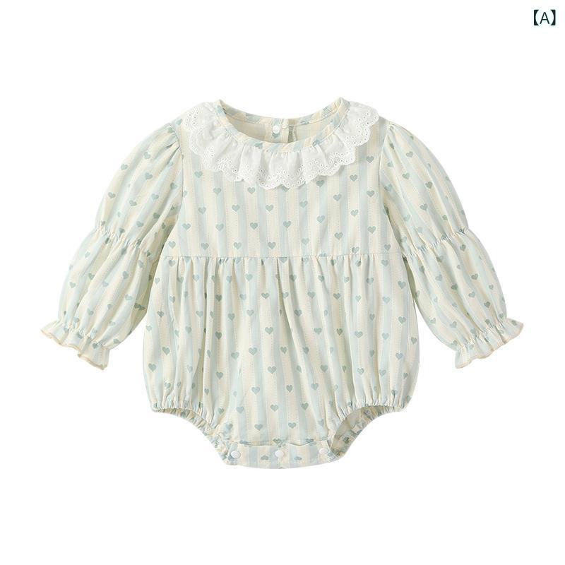 ・カテゴリ: ロンパース・スタイル: 韓国風・主な素材: 綿100%・袖丈: 長袖・開閉タイプ: プルオーバー・カラー: ライトグリーン・サイズ展開: 59cm, 66cm, 73cm, 80cm, 90cm・対象年齢: 新生児（0～1歳頃...