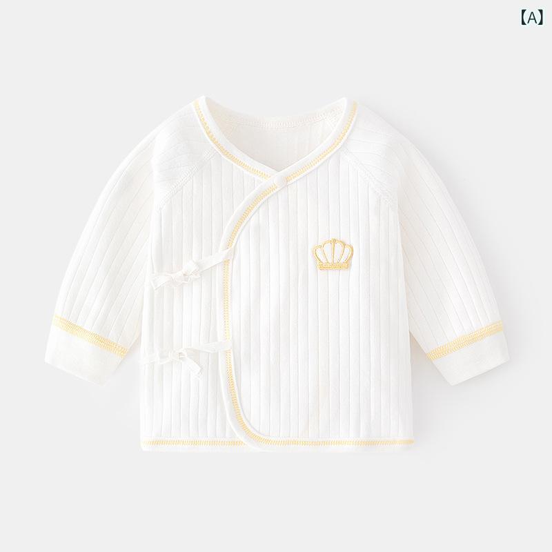 ・主な素材: 綿100%・性別: 男女兼用・対象年齢: 新生児 (0〜1歳)・加工: 起毛加工、ソフト加工・デザイン: ストライプ、キャラクター、キュート、前開き・季節: 春秋・ネックライン: クルーネック・カラー展開: イエロー、グリーン...