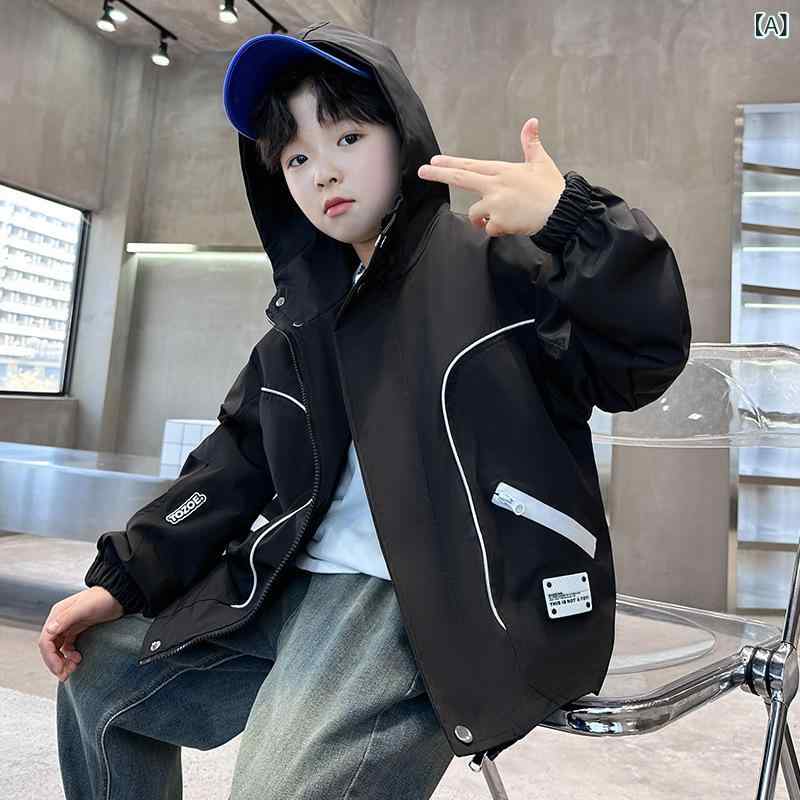 ・性別: 男児用・対象: 中大童（8歳以上、140cm以上）・ネックライン: クルーネック・スタイル: カジュアル・柄: 無地・厚さ: 普通・生地加工: 柔軟加工・フード: あり（取り外し不可）・要素: スポーツ、トレンド・袖丈: 長袖・裏...