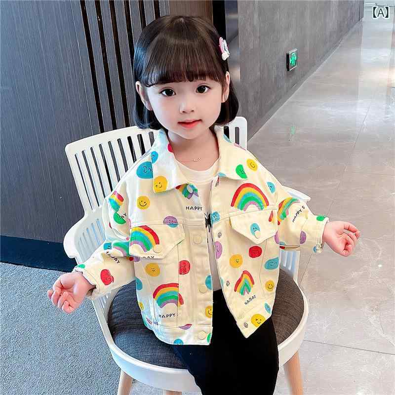 ・カテゴリ: キッズアウター (ジャケット、コート)・性別: 女児用・対象年齢: 3〜8歳 (身長100〜140cm)・スタイル: 韓国風・主な素材: デニム (綿90%)・ネックライン: 襟付き・袖丈: 長袖・柄: キャラクター・デザイン...