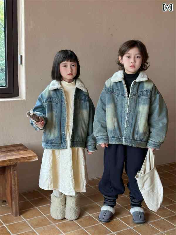 ・カテゴリ: キッズアウター・性別: ユニセックス・対象年齢: 3～8歳（身長100～140cm）・スタイル: 韓国風・主な素材: デニム（ポリエステル65%）・生地加工: 柔軟加工・開閉: シングルボタン・厚さ: 厚手・柄: ロゴ・要素:...