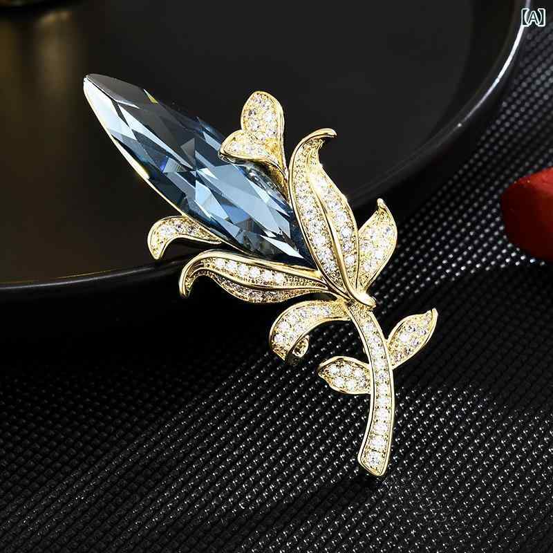 ・加工方法: 電鍍・カテゴリ: ブローチ・対象: 女性・素材: 銅・装飾素材: 金メッキ人工宝石、半貴石・デザイン: 花・カラー展開: ゴールド、シルバー