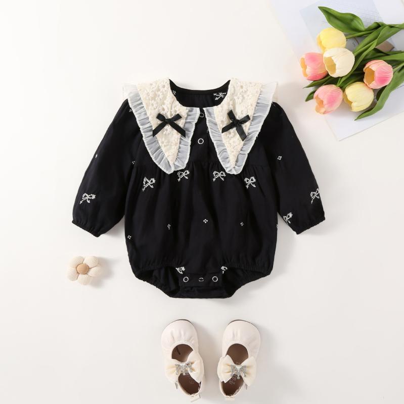 ・カテゴリ: ロンパース、カバーオール・スタイル: ロンパース・対象性別: 女の子・対象年齢: 3～8歳・主な素材: 綿・袖丈: 長袖・厚さ: 普通・留め具: ボタン・カラー展開: ブラック・対応身長: 66cm、73cm、80cm、90cm