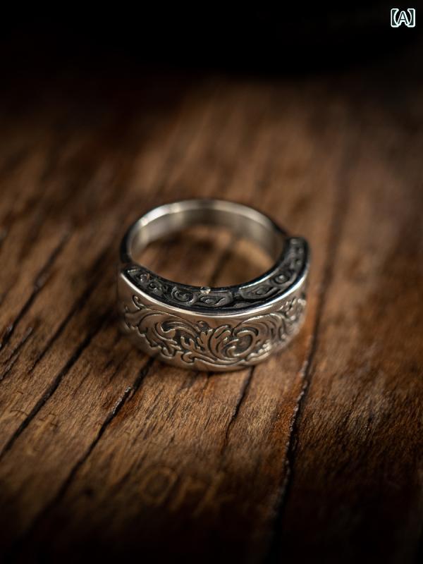 ・カテゴリ: リング・種類: オープンリング・スタイル: 文芸レトロ・素材: 銅シルバーメッキ・デザイン: 幾何学・加工: 電気メッキ・サイズ: 調節可能・対象: ユニセックス・流行要素: スカル、メダル、暗黒の瞳