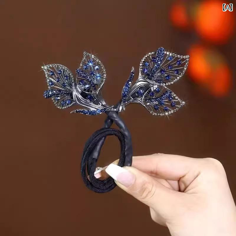 ・素材: 合金・形状: U字型・処理技術: 電気メッキ・カラー展開: ブルー、ブラック、ゴールド、レッド・スタイル: フェアリー風・柄: マニティラ（カラーの花）・スタイル分類: 爽やかでスウィート・カテゴリ: ヘアアクセサリー・サイズ: ...