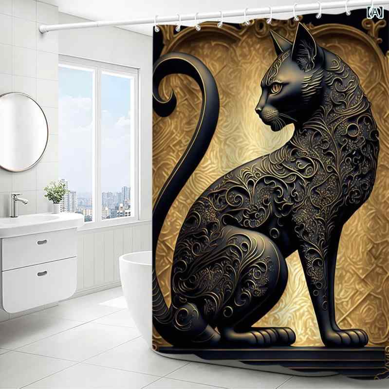・主な素材: ポリエステル・スタイル: アニマル・柄: 猫柄・サイズ展開: 90x180cm、120x180cm、150x180cm、180x180cm、180x200cm・カテゴリ: シャワーカーテン・機能: 防水・特徴: 穴開け不要