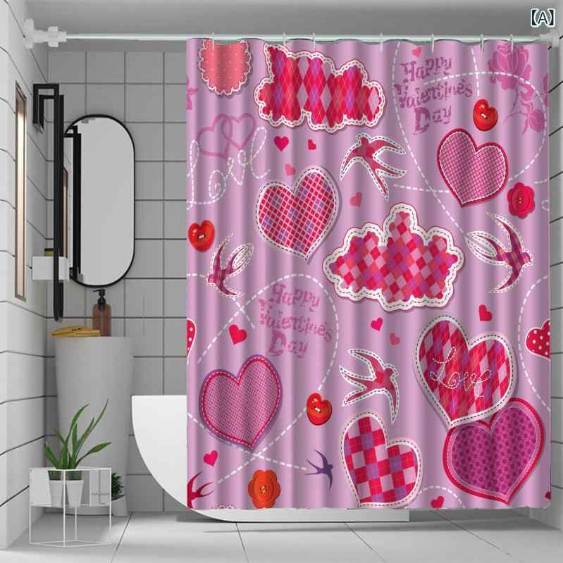 ・主な素材: ポリエステル・スタイル: アメリカン・柄: バレンタインデー・サイズ展開: 90×180cm, 120×180cm, 150×180cm, 180×180cm, 180×200cm・カテゴリ: シャワーカーテン・機能: 防水、...
