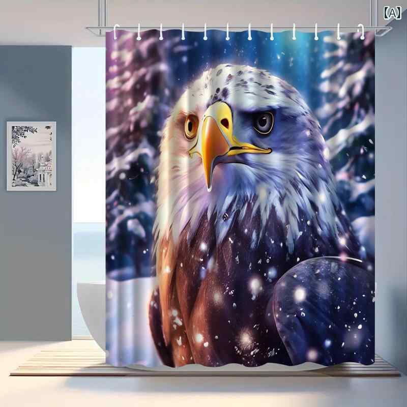 ・主要素材: ポリエステル・スタイル: アメリカン・柄: 白頭鷲・サイズ展開: 90x180cm、120x180cm、150x180cm、180x180cm、180x200cm・カテゴリ: シャワーカーテン・特徴: 穴あけ不要、防水