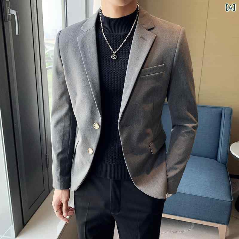 ・カテゴリ: カジュアルブレザー・スタイル: ビジネスフォーマル・性別: メンズ・主な素材: ポリエステル68%・裏地: ポリエステル・生地: 化学繊維混紡・柄: 無地・カラー展開: グレー、ブラック、ホワイト・サイズ展開: M、L、XL、...